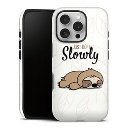 DeinDesign iPhone 16 Pro Handy Panzer Handyh&uuml;lle robuste Outdoor H&uuml;lle Schutzh&uuml;lle gl&auml;nzend Animals Sloth Lazy Sunday Tough Case