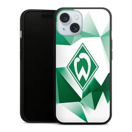 DeinDesign iPhone 15 Handy Premium Silikon H&uuml;lle Handyh&uuml;lle schwarz Case Tarnmuster Sv Werder Bremen Official Licensed Product Silikon Premium Case