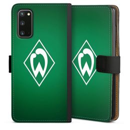 DeinDesign Galaxy S20 Handy Klapph&uuml;lle Handyh&uuml;lle aus Kunst Leder schwarz Flip Case Logo Merchandise Sv Werder Bremen Sideflip mit Lasche