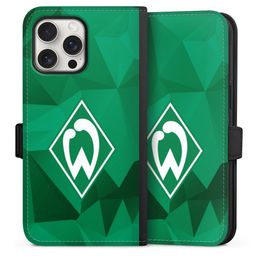 DeinDesign iPhone 15 Pro Max Handy Klapph&uuml;lle Handyh&uuml;lle aus Kunst Leder schwarz Flip Case Camouflage Sv Werder Bremen Official Licensed Product Sideflip mit 