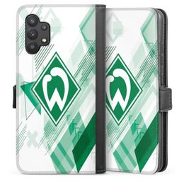 DeinDesign Galaxy A32 4G Handy Klapph&uuml;lle Handyh&uuml;lle aus Kunst Leder schwarz Flip Case Official Licensed Product Sv Werder Bremen Muster Sideflip mit Lasche