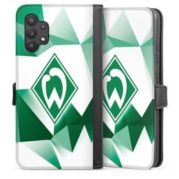 DeinDesign Galaxy A32 4G Handy Klapph&uuml;lle Handyh&uuml;lle aus Kunst Leder schwarz Flip Case Tarnmuster Sv Werder Bremen Official Licensed Product Sideflip mit Lasche