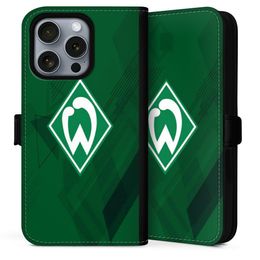 DeinDesign iPhone 16 Pro Max Handy Klapph&uuml;lle Handyh&uuml;lle aus Kunst Leder schwarz Flip Case Sv Werder Bremen Official Licensed Product Coat Of Arms Sideflip mit 
