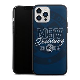 DeinDesign iPhone 13 Pro Max Handy Silikon H&uuml;lle Case schwarz Handyh&uuml;lle Soccer Merchandise Msv Duisburg