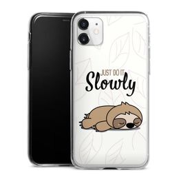 DeinDesign iPhone 11 Handy Slim Case Silikon Handyh&uuml;lle transparent H&uuml;lle extra d&uuml;nn Sloth Lazy Sunday Animals Silikon Slim Case