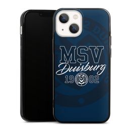 DeinDesign iPhone 13 Mini Handy Slim Case extra d&uuml;nn Silikon Handyh&uuml;lle schwarz H&uuml;lle Soccer Merchandise Msv Duisburg Silikon Slim Case