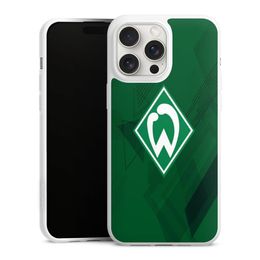 DeinDesign iPhone 15 Pro Max Handy Silikon H&uuml;lle Case wei&szlig; Handyh&uuml;lle Sv Werder Bremen Official Licensed Product Coat Of Arms Silikon Case