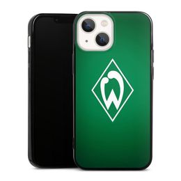 DeinDesign iPhone 13 Mini Handy Slim Case extra d&uuml;nn Silikon Handyh&uuml;lle schwarz H&uuml;lle Merchandise Sv Werder Bremen Logo Silikon Slim Case
