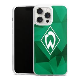 DeinDesign iPhone 15 Pro Max Handy Silikon H&uuml;lle Case wei&szlig; Handyh&uuml;lle Camouflage Sv Werder Bremen Official Licensed Product Silikon Case