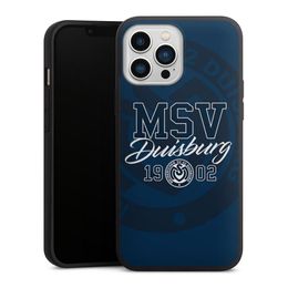 DeinDesign iPhone 13 Pro Max Handy Premium Silikon H&uuml;lle Handyh&uuml;lle schwarz Case Soccer Merchandise Msv Duisburg Silikon Premium Case