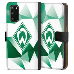 DeinDesign Galaxy S20 Handy Klapph&uuml;lle Handyh&uuml;lle aus Kunst Leder schwarz Flip Case Tarnmuster Official Licensed Product Sv Werder Bremen Sideflip mit Lasche
