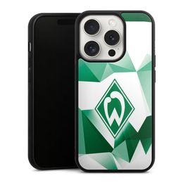 DeinDesign iPhone 15 Pro Handy Gallery Case Handyh&uuml;lle 9H Geh&auml;rtetes Glas R&uuml;ckseite H&uuml;lle Tarnmuster Sv Werder Bremen Official Licensed Product Gallery Case