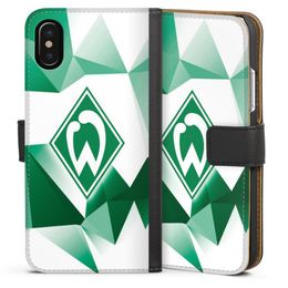 DeinDesign iPhone X Handy Klapph&uuml;lle Handyh&uuml;lle aus Kunst Leder schwarz Flip Case Tarnmuster Sv Werder Bremen Official Licensed Product Sideflip mit langer 