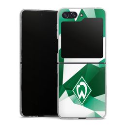 DeinDesign Galaxy Z Flip 5 Handy Hard Case Schutzh&uuml;lle transparent Smartphone Handy H&uuml;lle Tarnmuster Official Licensed Product Sv Werder Bremen Hard Case
