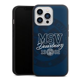 DeinDesign iPhone 13 Pro Handy Premium Silikon H&uuml;lle Handyh&uuml;lle schwarz Case Soccer Merchandise Msv Duisburg Silikon Premium Case