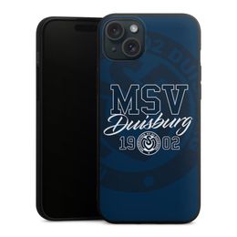 DeinDesign iPhone 15 Plus Handy Premium Silikon H&uuml;lle Handyh&uuml;lle schwarz Case Soccer Merchandise Msv Duisburg Silikon Premium Case