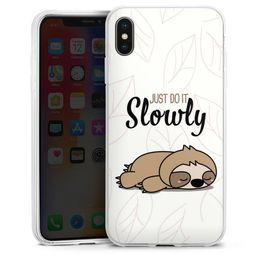 DeinDesign iPhone Xs Max Handy Silikon H&uuml;lle Case transparent Handyh&uuml;lle Animals Sloth Lazy Sunday Silikon Case