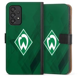 DeinDesign Galaxy A33 5G Handy Klapph&uuml;lle Handyh&uuml;lle aus Kunst Leder schwarz Flip Case Sv Werder Bremen Coat Of Arms Official Licensed Product Sideflip mit 