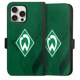 DeinDesign iPhone 15 Pro Max Handy Klapph&uuml;lle Handyh&uuml;lle aus Kunst Leder schwarz Flip Case Sv Werder Bremen Official Licensed Product Coat Of Arms Sideflip mit 