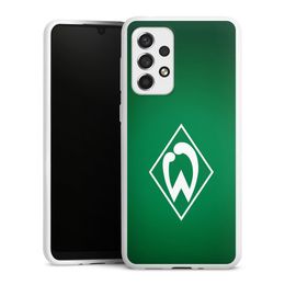 DeinDesign Galaxy A33 5G Handy Silikon H&uuml;lle Case wei&szlig; Handyh&uuml;lle Logo Merchandise Sv Werder Bremen Silikon Case