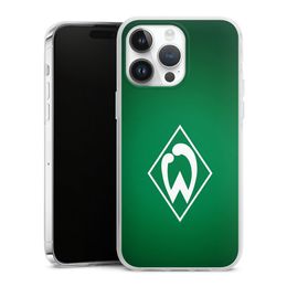 DeinDesign iPhone 14 Pro Max Handy Silikon H&uuml;lle Case transparent Handyh&uuml;lle Merchandise Sv Werder Bremen Logo Silikon Case