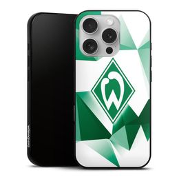 DeinDesign iPhone 16 Pro Handy Slim Case extra d&uuml;nn Silikon Handyh&uuml;lle schwarz H&uuml;lle Tarnmuster Sv Werder Bremen Official Licensed Product Silikon Slim Case