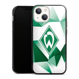 DeinDesign iPhone 13 Mini Handy Slim Case extra d&uuml;nn Silikon Handyh&uuml;lle schwarz H&uuml;lle Tarnmuster Sv Werder Bremen Official Licensed Product Silikon Slim Case