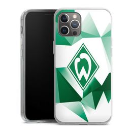 DeinDesign iPhone 12 Pro Max Handy Silikon H&uuml;lle Case transparent Handyh&uuml;lle Tarnmuster Official Licensed Product Sv Werder Bremen Silikon Case