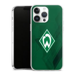 DeinDesign iPhone 14 Pro Max Handy Silikon H&uuml;lle Case transparent Handyh&uuml;lle Sv Werder Bremen Official Licensed Product Coat Of Arms Silikon Case