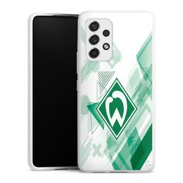 DeinDesign Galaxy A53 5G Handy Silikon H&uuml;lle Case wei&szlig; Handyh&uuml;lle Sv Werder Bremen Official Licensed Product Muster Silikon Case
