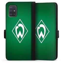 DeinDesign Galaxy A51 Handy Klapph&uuml;lle Handyh&uuml;lle aus Kunst Leder schwarz Flip Case Merchandise Sv Werder Bremen Logo Sideflip mit Lasche