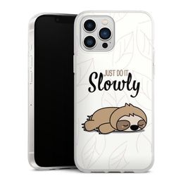 DeinDesign iPhone 13 Pro Max Handy Silikon H&uuml;lle Case transparent Handyh&uuml;lle Animals Sloth Lazy Sunday Silikon Case