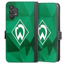 DeinDesign Galaxy A32 4G Handy Klapph&uuml;lle Handyh&uuml;lle aus Kunst Leder schwarz Flip Case Camouflage Sv Werder Bremen Official Licensed Product Sideflip mit Lasche