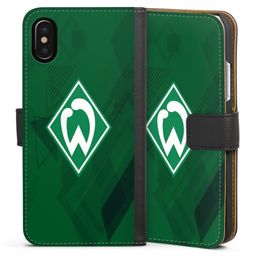 DeinDesign iPhone X Handy Klapph&uuml;lle Handyh&uuml;lle aus Kunst Leder schwarz Flip Case Sv Werder Bremen Official Licensed Product Coat Of Arms Sideflip mit langer 