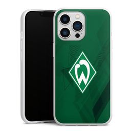 DeinDesign iPhone 13 Pro Handy Silikon H&uuml;lle Case wei&szlig; Handyh&uuml;lle Sv Werder Bremen Official Licensed Product Coat Of Arms Silikon Case