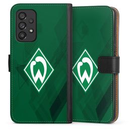 DeinDesign Galaxy A53 5G Handy Klapph&uuml;lle Handyh&uuml;lle aus Kunst Leder schwarz Flip Case Sv Werder Bremen Coat Of Arms Official Licensed Product Sideflip mit 