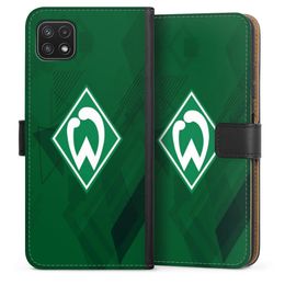 DeinDesign Galaxy A22 5G Handy Klapph&uuml;lle Handyh&uuml;lle aus Kunst Leder schwarz Flip Case Sv Werder Bremen Coat Of Arms Official Licensed Product Sideflip mit 