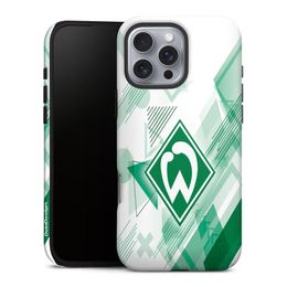 DeinDesign iPhone 16 Pro Max Handy Panzer Handyh&uuml;lle robuste Outdoor H&uuml;lle Schutzh&uuml;lle gl&auml;nzend Official Licensed Product Sv Werder Bremen Muster Tough Case