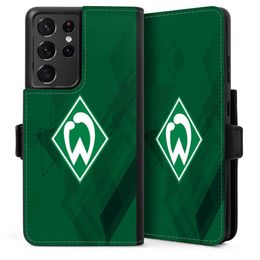 DeinDesign Galaxy S21 Ultra 5G Handy Klapph&uuml;lle Handyh&uuml;lle aus Kunst Leder schwarz Flip Case Sv Werder Bremen Official Licensed Product Coat Of Arms Sideflip mit