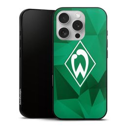 DeinDesign iPhone 16 Pro Handy Slim Case extra d&uuml;nn Silikon Handyh&uuml;lle schwarz H&uuml;lle Camouflage Sv Werder Bremen Official Licensed Product Silikon Slim Case