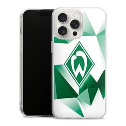 DeinDesign iPhone 15 Pro Max Handy Silikon H&uuml;lle Case transparent Handyh&uuml;lle Tarnmuster Sv Werder Bremen Official Licensed Product Silikon Case