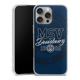 DeinDesign iPhone 16 Pro Max Handy Silikon H&uuml;lle Case transparent Handyh&uuml;lle Soccer Merchandise Msv Duisburg Silikon Case