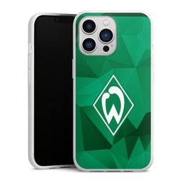 DeinDesign iPhone 13 Pro Handy Silikon H&uuml;lle Case wei&szlig; Handyh&uuml;lle Camouflage Sv Werder Bremen Official Licensed Product Silikon Case