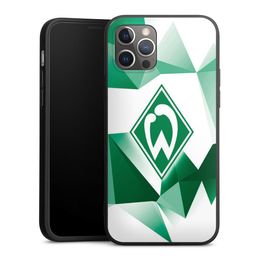 DeinDesign iPhone 12 Pro Handy Premium Silikon H&uuml;lle Handyh&uuml;lle schwarz Case Tarnmuster Official Licensed Product Sv Werder Bremen Silikon Premium Case