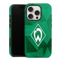 DeinDesign iPhone 15 Pro Handy Panzer Handyh&uuml;lle robuste Outdoor H&uuml;lle Schutzh&uuml;lle matt Camouflage Sv Werder Bremen Official Licensed Product Tough Case