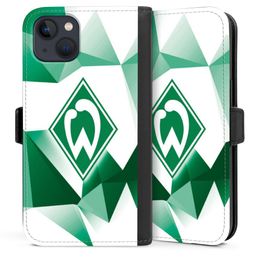 DeinDesign iPhone 13 Handy Klapph&uuml;lle Handyh&uuml;lle aus Kunst Leder schwarz Flip Case Tarnmuster Sv Werder Bremen Official Licensed Product Sideflip mit Lasche