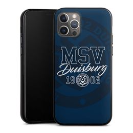 DeinDesign iPhone 12 Pro Handy Silikon H&uuml;lle Case schwarz Handyh&uuml;lle Soccer Merchandise Msv Duisburg