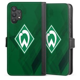 DeinDesign Galaxy A32 4G Handy Klapph&uuml;lle Handyh&uuml;lle aus Kunst Leder schwarz Flip Case Sv Werder Bremen Official Licensed Product Coat Of Arms Sideflip mit 