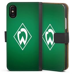 DeinDesign iPhone X Handy Klapph&uuml;lle Handyh&uuml;lle aus Kunst Leder schwarz Flip Case Merchandise Sv Werder Bremen Logo Sideflip mit langer Lasche