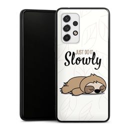 DeinDesign Galaxy A53 5G Handy Silikon H&uuml;lle Case schwarz Handyh&uuml;lle Sloth Animals Lazy Sunday